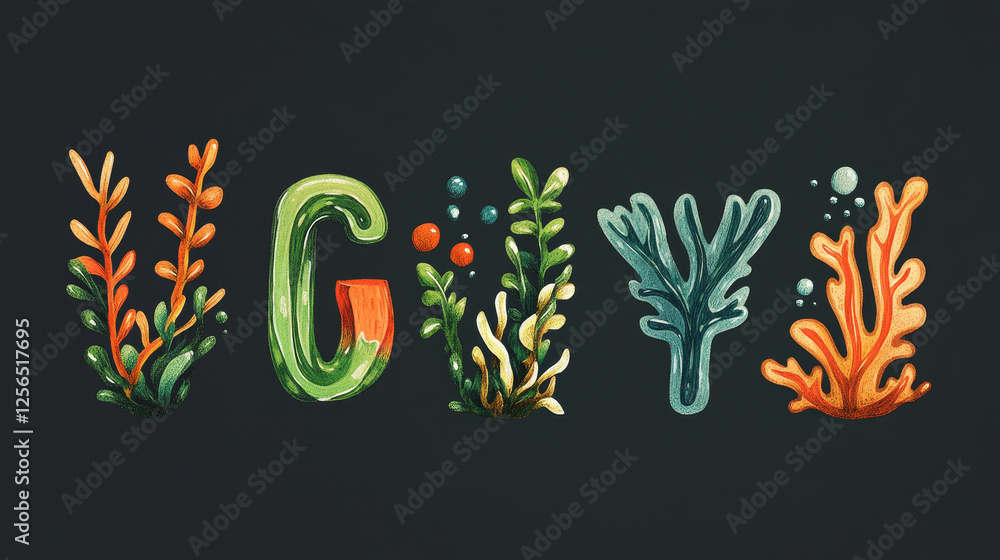 Ilustración de Stock Underwater sea font or undersea type exclamation ...