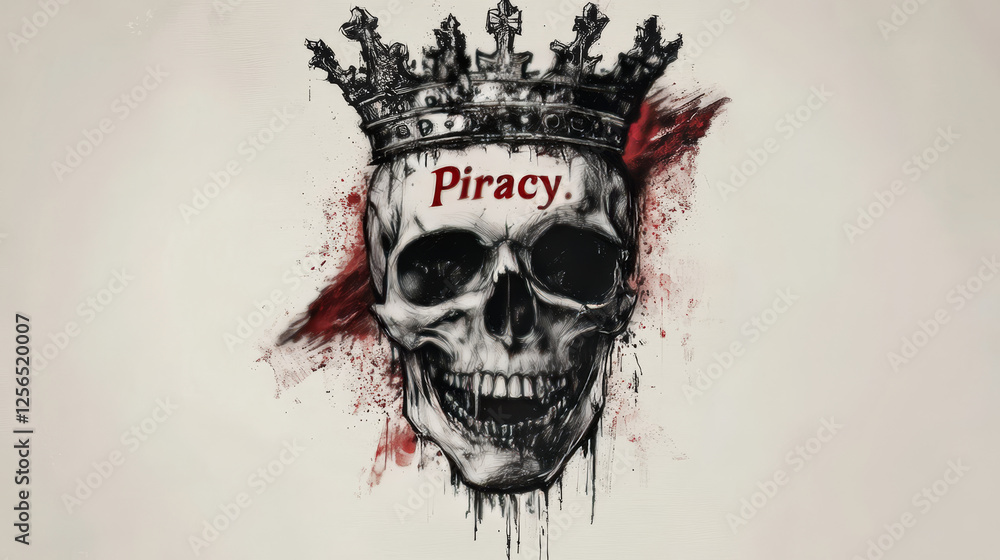 Dreadful cartoon skull in golden king crown for Halloween mascot or ...