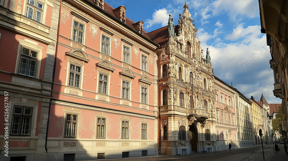 Austria landmarks and famous architecture buildings. Vector icons and ...