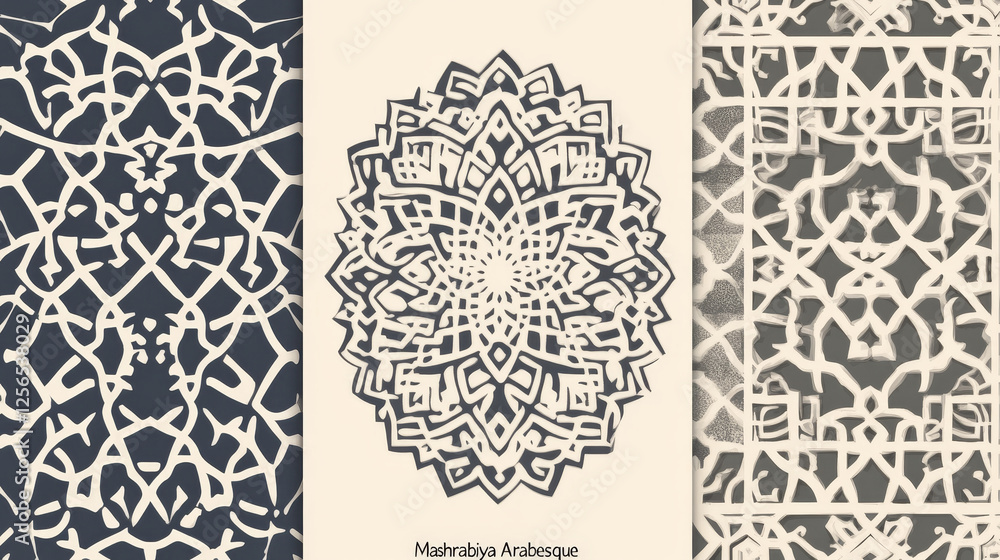 Mashrabiya Arabesque Arabic patterns set, seamless Islamic backgrounds ...