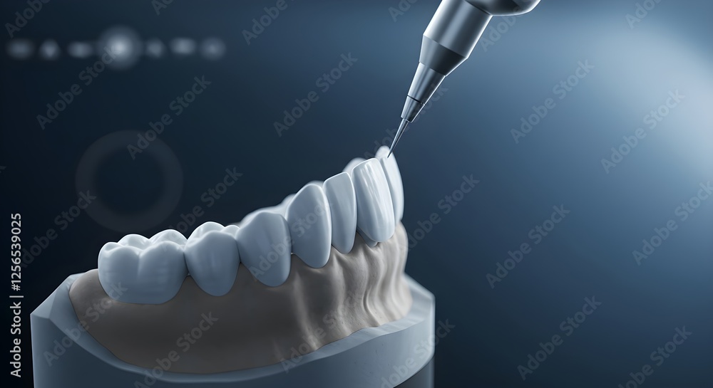 Digital dental implant model with drilling tool in modern dentistry ...