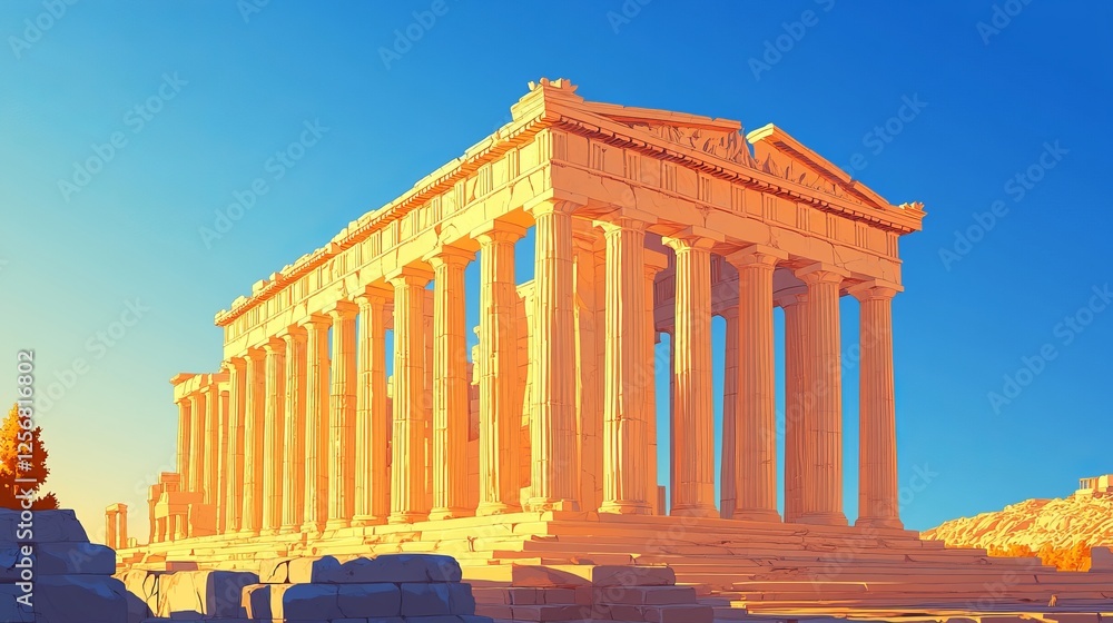 Majestic Parthenon Temple in Athens Captured in Vibrant Colors and Rich Textures Highlighting ...