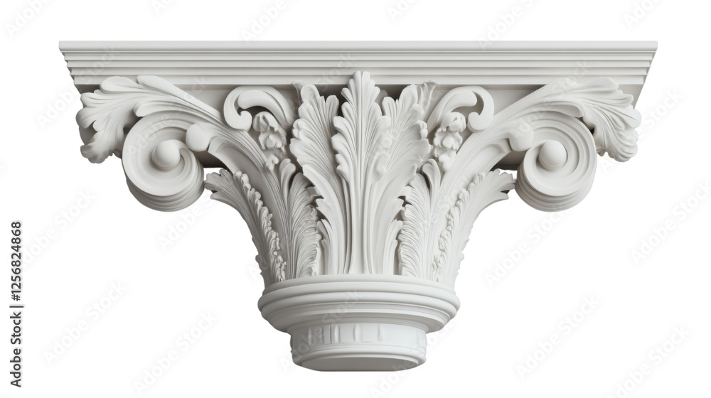 White corinthian capital with acanthus leaves on transparent background ...