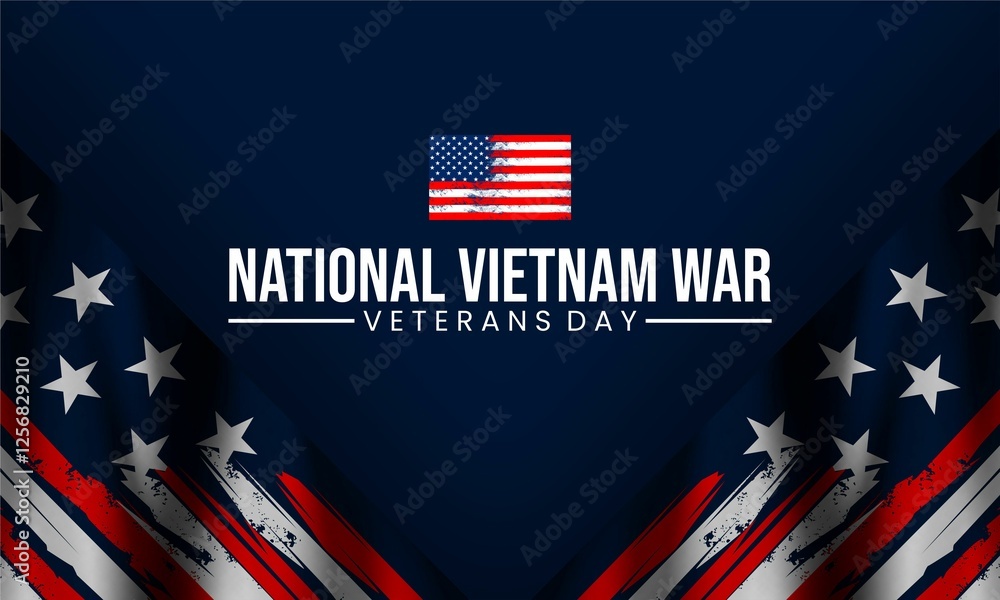 National Vietnam Veterans Day background with American flag theme and ...
