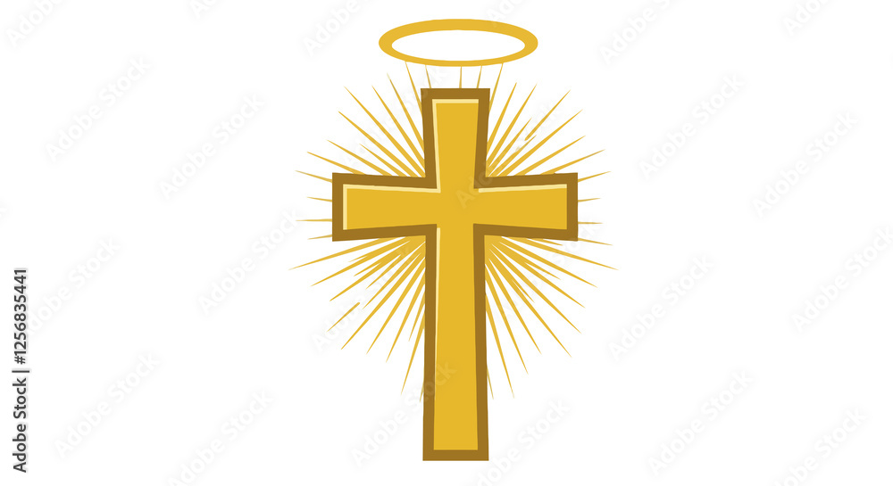 Holy Cross Clip Art. A golden cross with a halo and radiant rays ...
