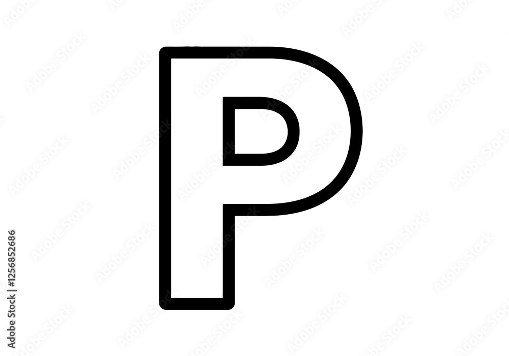 letter P clipart black and white. This image shows a bold, black letter ...