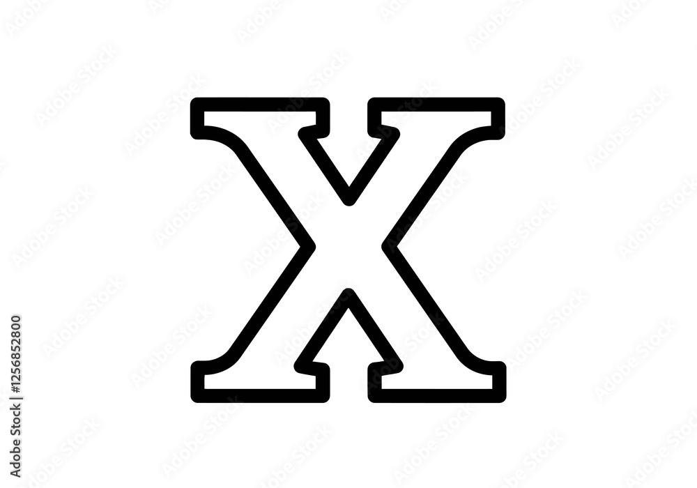 letter X clipart black and white. This image shows a stylized black and ...
