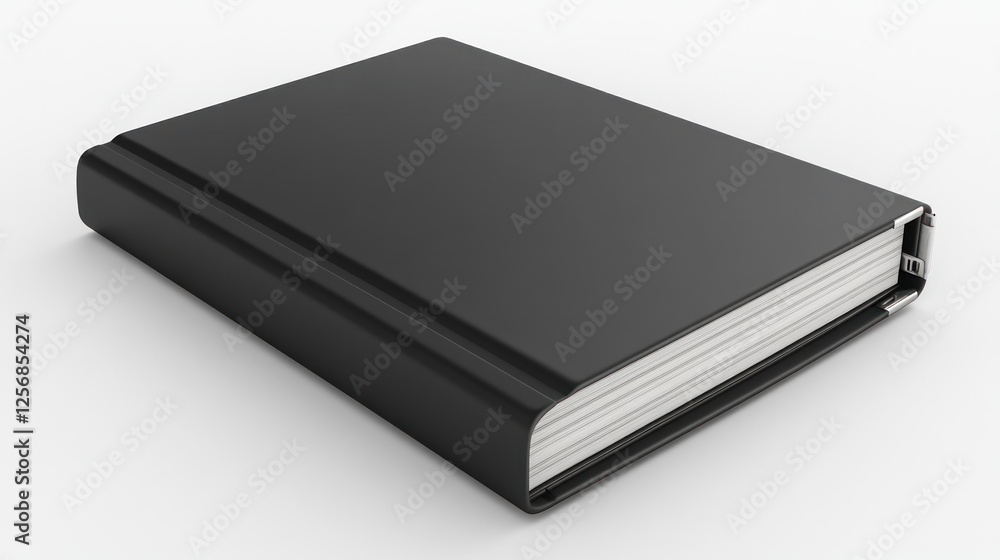 Black hardcover book mockup, isolated white background, blank cover ...