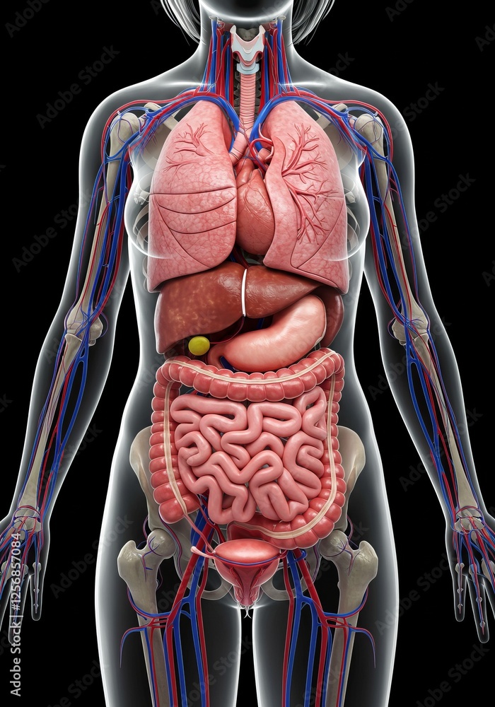Female Anatomy Internal Organs Diagram Human Body Stock Photo | Adobe Stock