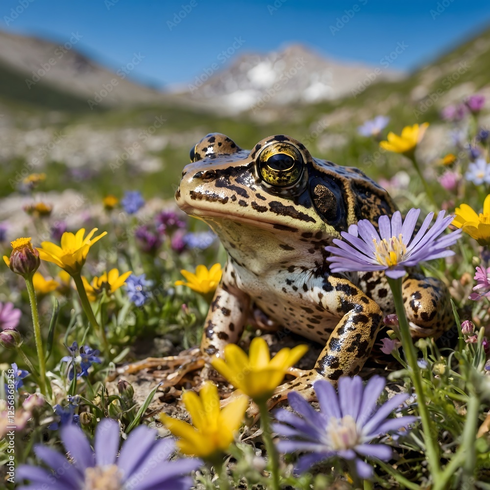 Nature's Playful Dance: A Mountain Yellow-Legged Frog Among Alpine ...
