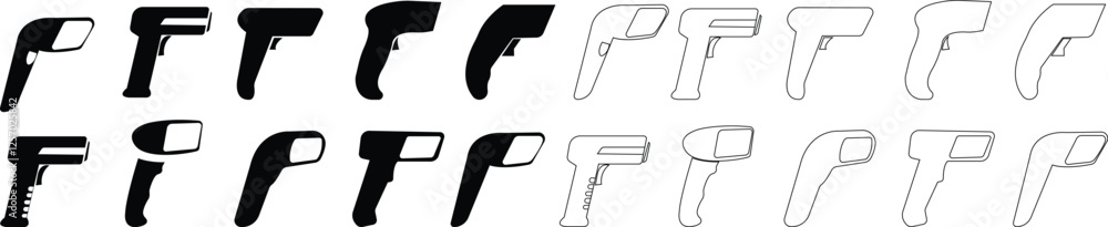 Warehouse scanner icon set. Clipart image, Bar code scanner icons ...