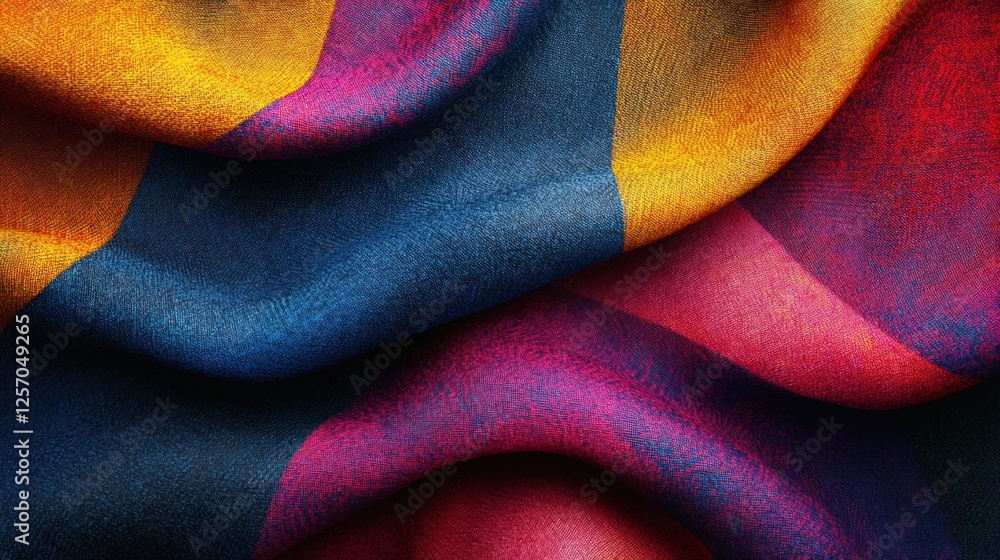 Vibrant and textured fabric layers showcasing rich colors and patterns ...