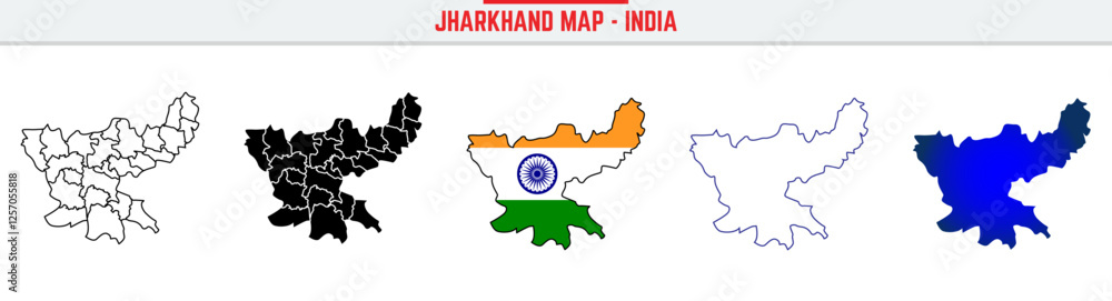Jharkhand, State, JH Outline Icon – India Map Silhouette Vector. India ...