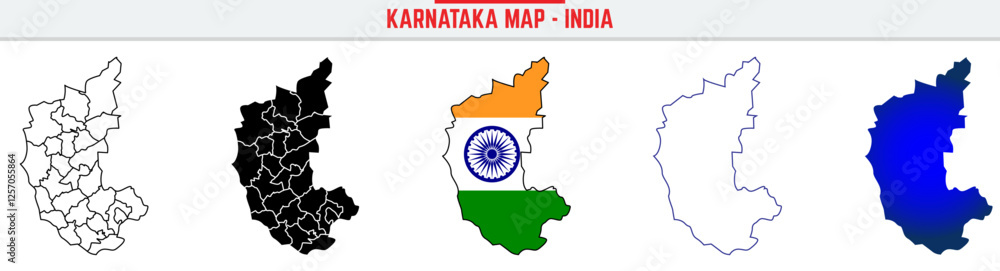 Karnataka, State, KA Outline Icon – India Map Silhouette Vector. India ...