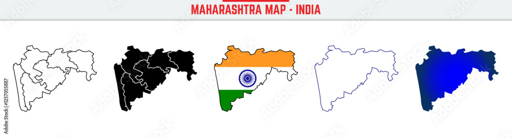 Maharashtra, State, MH Outline Icon – India Map Silhouette Vector ...