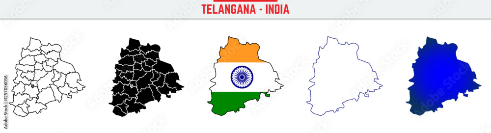 Telangana, State, TS, Outline Icon – India Map Silhouette Vector. India ...