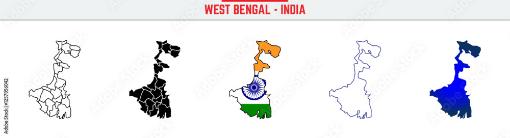 West Bengal, State, WB, Outline Icon – India Map Silhouette Vector ...
