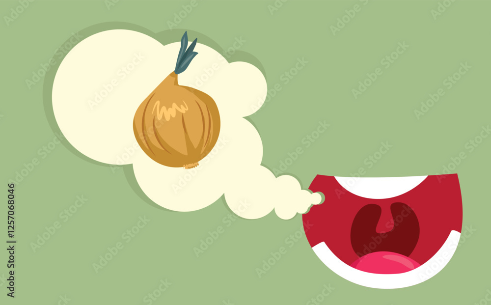 Stinky Breath Smelling Like Onion Vector Funny Mouth Design. Person ...