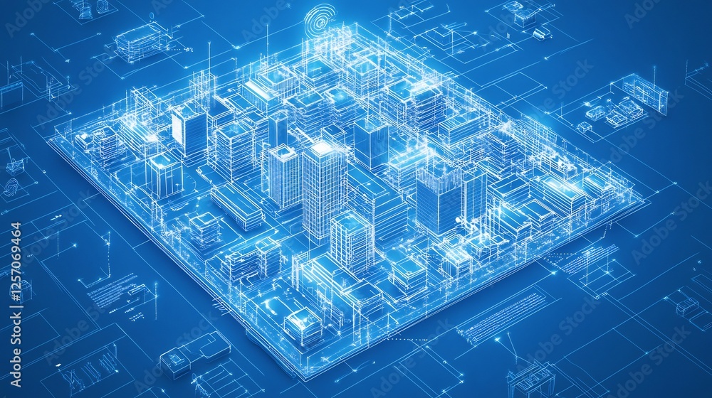 Blueprint diagram of a smart city infrastructure focusing on zoning ...