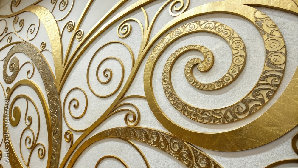 Intricate abstract gold color palette with swirling shapes and metallic ...