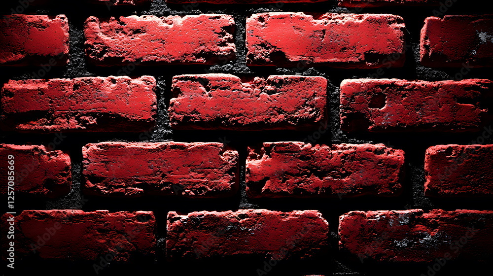 Red brick wall texture with shadows highlighting the surface details ...