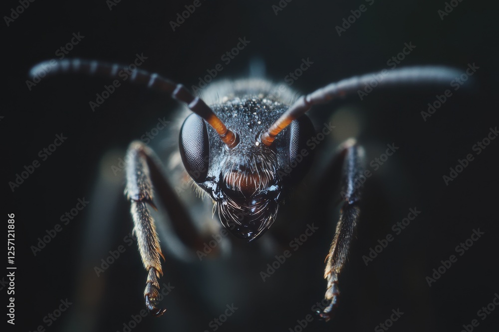 Ground Wasp bee The insect's back is visible, full body shot, Close-up ...