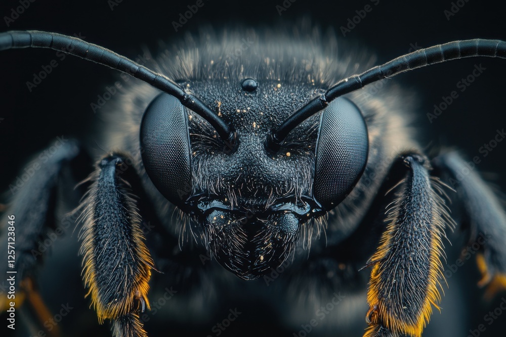 Spider Wasp Bee, The insect's back is visible, full body shot, Close-up ...