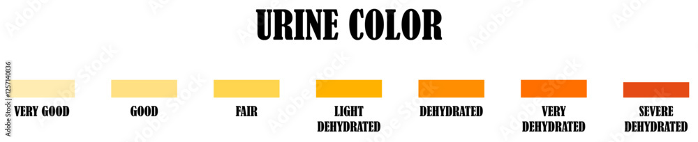 Urine color chart. Pee hydration and dehydration test strip. Urine ...