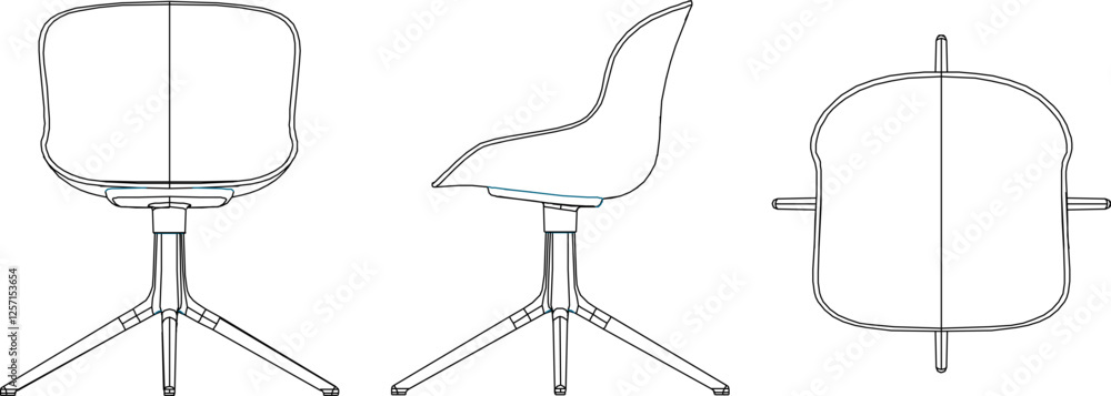 silhouette vector sketch illustration of office work chair detail ...