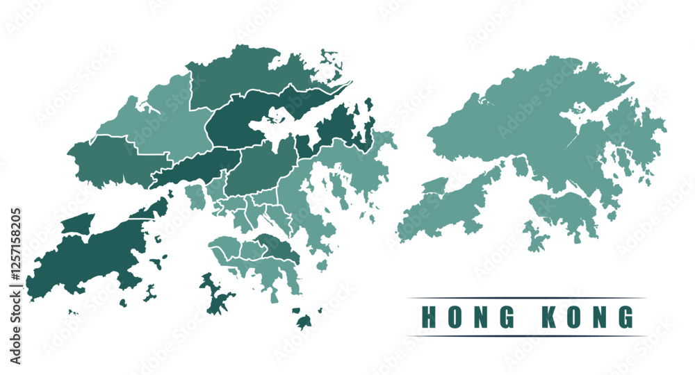 Hong Kong simple flat political map with states border Stock Vector ...