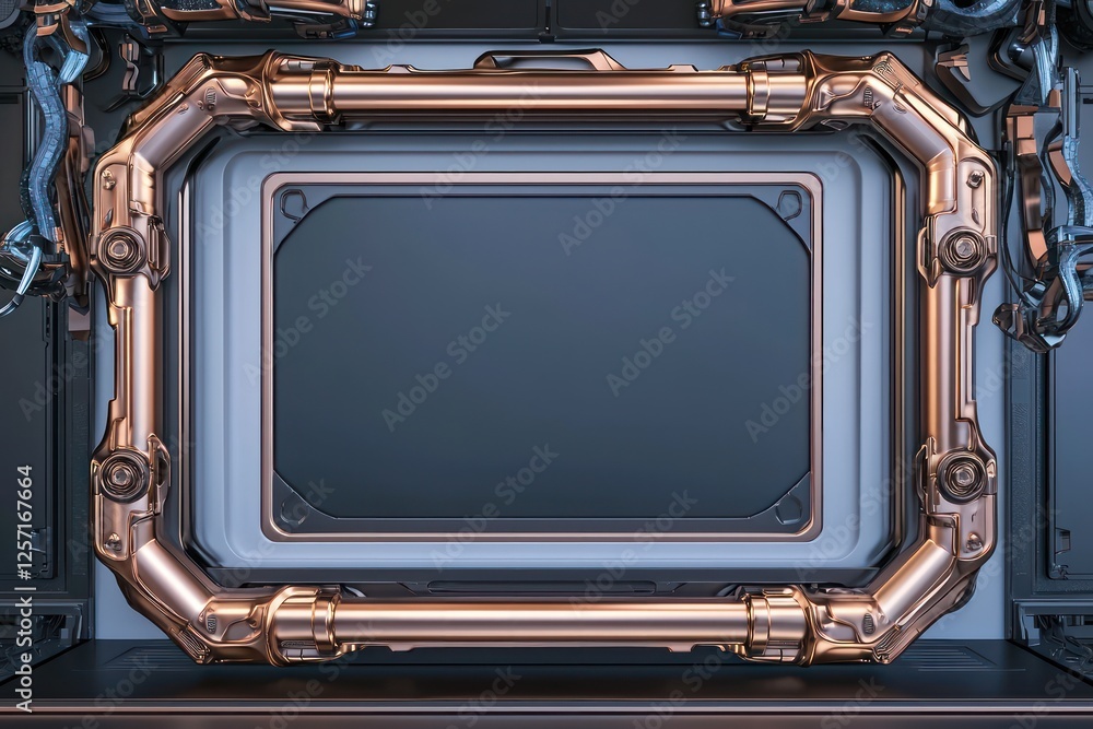 Bronze frame in 3D, dynamically positioned within a robotic setup ... Bronze frame in 3D, dynamically positioned within a robotic setup ...