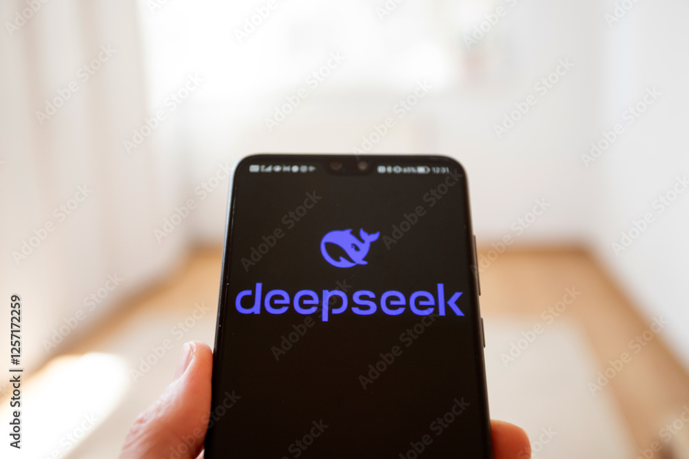 Deepseek logo displayed on the mobile smartphone Stock Photo | Adobe Stock