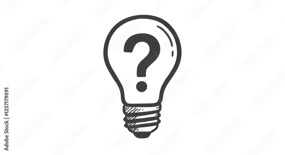 Ilustración de Stock Question Mark in Lightbulb Drawing Idea Generation and Problem Solving ...