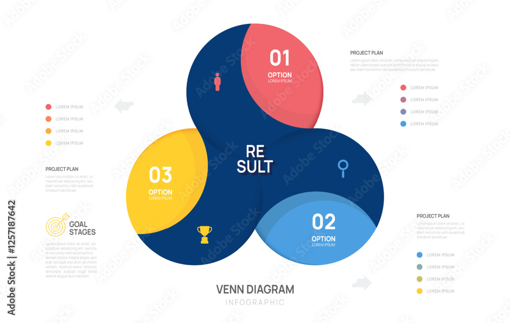 Venn diagram infographic 3 circle chart template for business start up ...