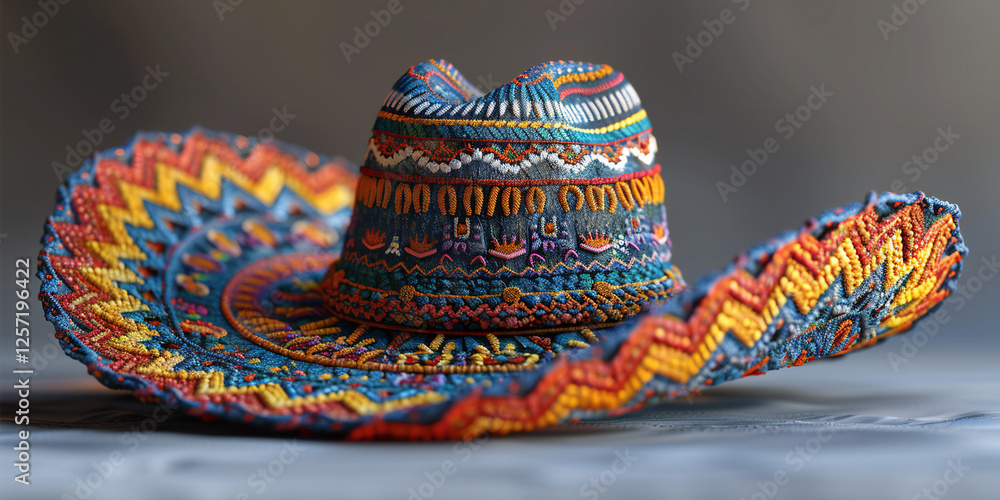 Authentic 3D Mexican Sombrero Hat with Intricate Details and Colors ...