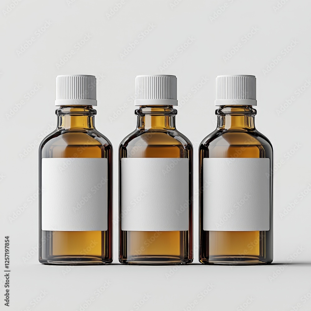 essential oil bottles with blank labels - mock-up template for product ...