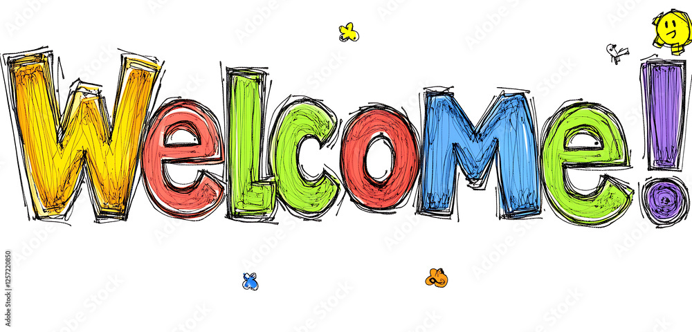Welcome Word 3D Rendered Text With Bold Font Illustration Colored With ...