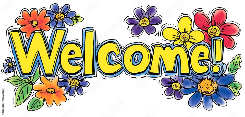 Welcome Word 3D Rendered Text With Bold Font Illustration Colored With ...
