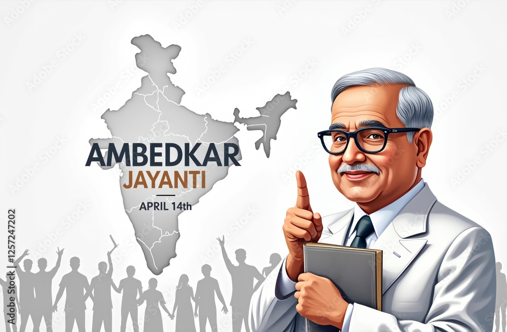 Illustration/Banner for Ambedkar Jayanti. Ambedkar Jayanti is ...