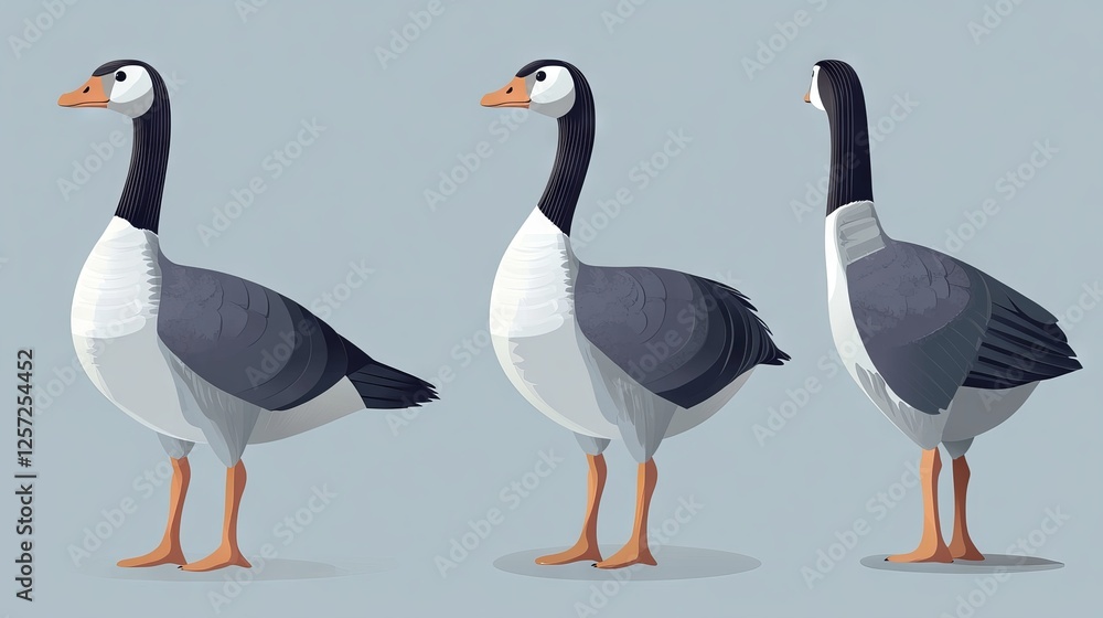 27.Flat vector designs highlighting anatomical features of a goose ...