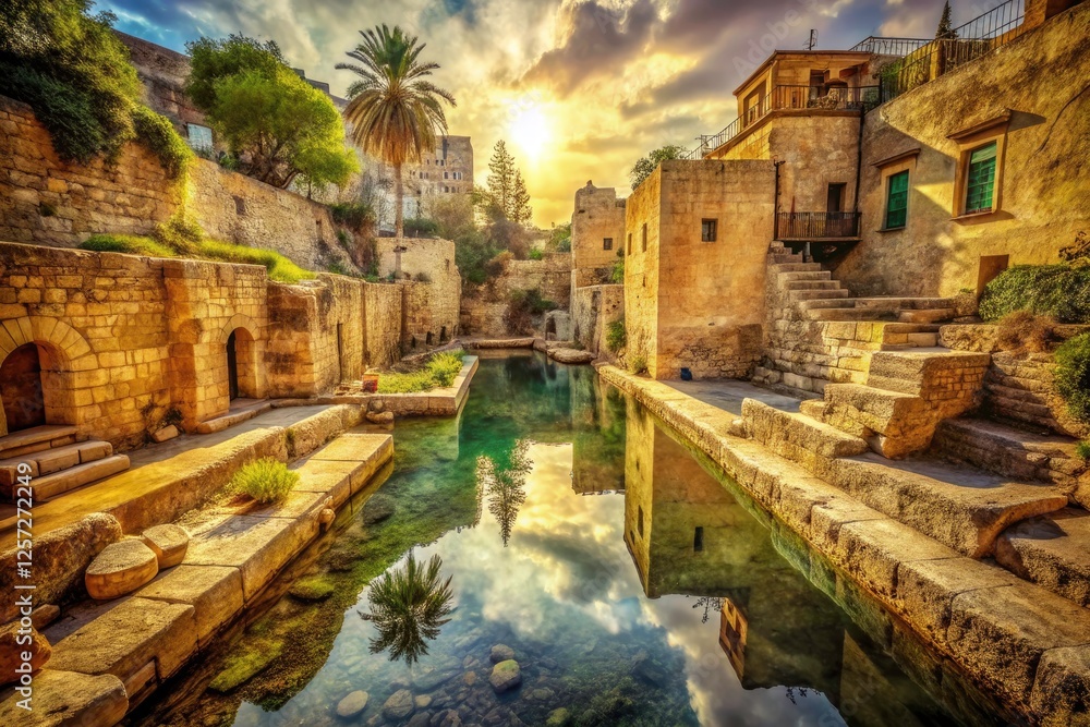 Ancient healing: Bethesda Pool, Jerusalem. Vintage photography captures ...