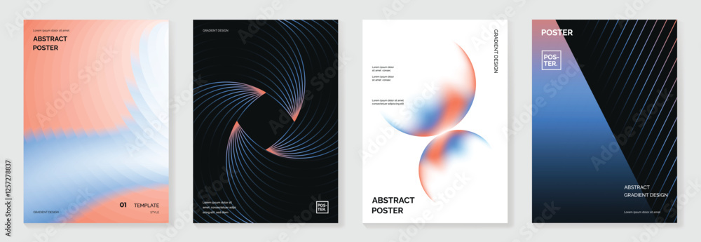 Modern gradient poster background vector set. Minimalist cover template ...