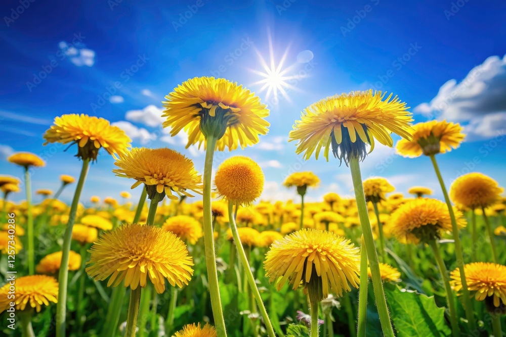 Nature's vibrant hues: sun-drenched dandelions paint a joyful summer ...