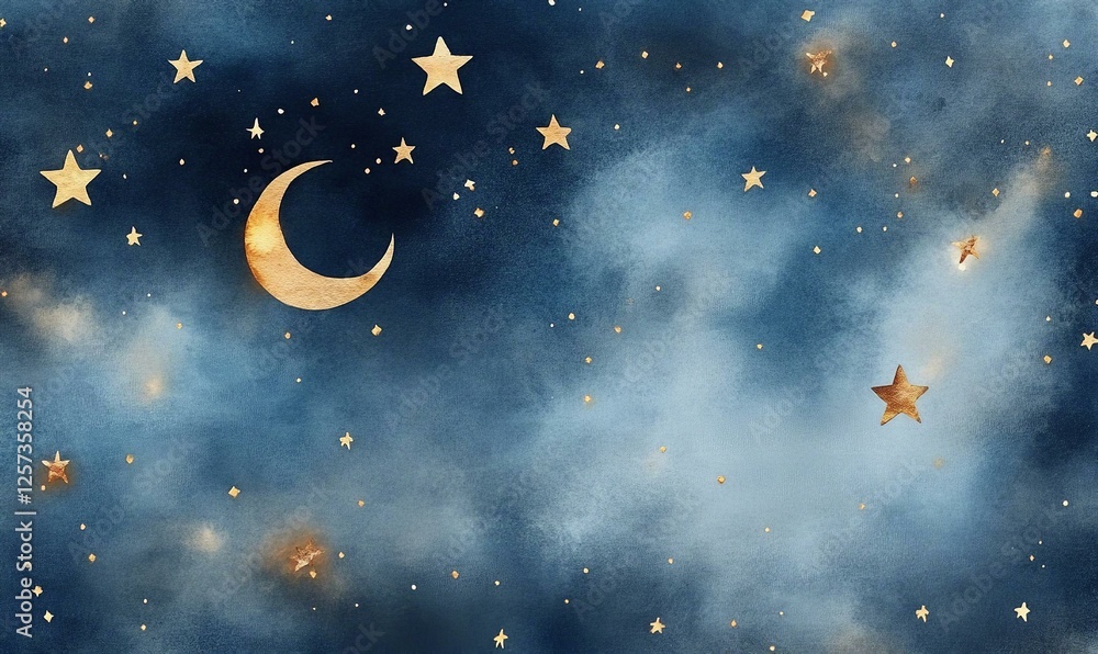 watercolor starry night sky background Stock Illustration | Adobe Stock