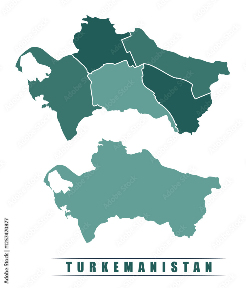 Turkmenistan simple flat political map with states border Stock Vector ...