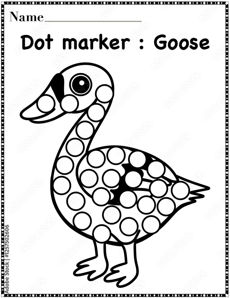 Goose dot marker worksheet activity for kids, preschool, kindergarten ...