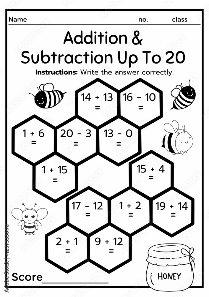 This Addition & Subtraction Up To 20 Worksheet is designed for Grade 1 ...