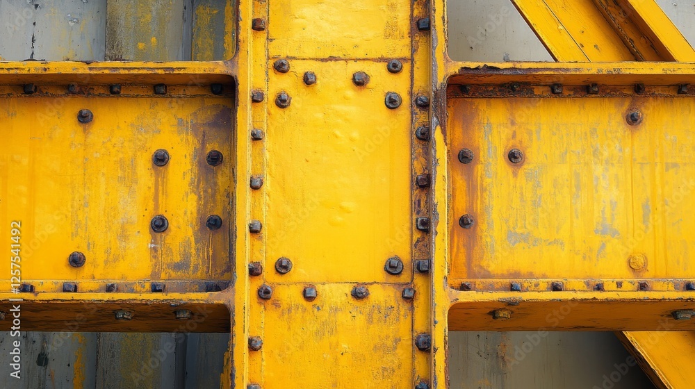 construction site documentation, industrial concrete structures, yellow ...