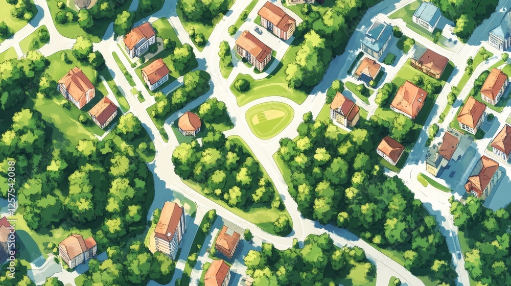 urban development mapping, residential community plan, aerial site ...