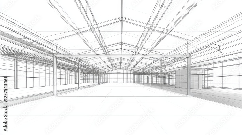 warehouse architectural drawing, industrial space blueprint, structural ...